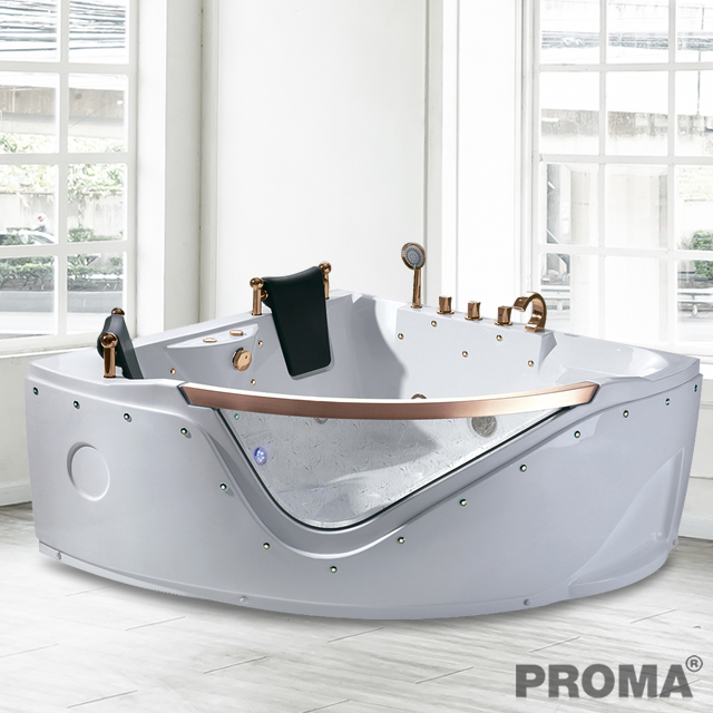 Bathtub White Transparent Acrylic Bubble Bath with Led Light