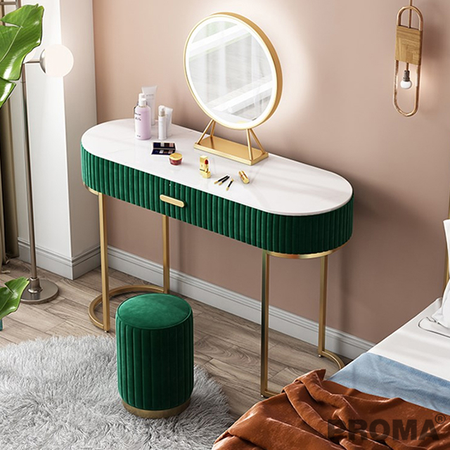 Luxury Marble Dressing Table Modern With Mirror And Drawers