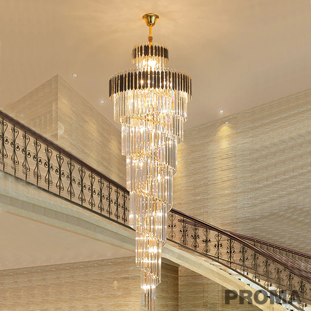 Modern Crystal Chandelier For Staicase Long Villa Chain Lighting ...
